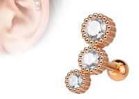 China Sterile Gold Body Piercing Jewelry Earrings For Cartilage Tragus Dia 3×3mm ODM for sale