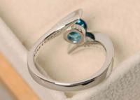 China Fancy Shank Blue Diamond Engagement Ring , OEM ODM 14K White Gold Ring for sale