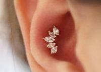 China 16g Crown Shape Gold Body Piercing Jewelry Earrings 6mm Length With Mq Diamond for sale