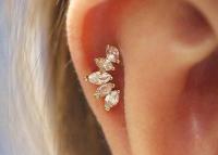 China 16g Crown Shape Gold Body Piercing Jewelry Earrings 6mm Length With Mq Diamond for sale