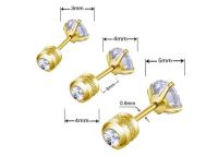 China Hypoallergenic 14k Gold Flat Back Stud Earrings With 2mm 4mm Tiny Round Diamond for sale