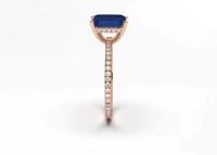 China Blue Sapphire Real Diamond Jewellery Ring Emerald Cut 8×6mm Size for sale