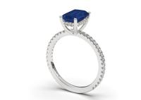 China Blue Sapphire Real Diamond Jewellery Ring Emerald Cut 8×6mm Size for sale