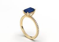 China Blue Sapphire Real Diamond Jewellery Ring Emerald Cut 8×6mm Size for sale
