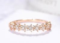 China 0.54ct Gold Star Diamond Ring , 1.3mm 18k Gold Engagement Ring For Women Girl for sale