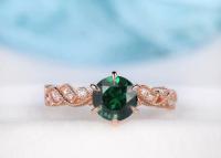 China Vintage Emerald Real Diamond Jewellery Ring Floral Vine Cut 6.5mm Size for sale