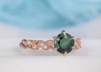 China Vintage Emerald Real Diamond Jewellery Ring Floral Vine Cut 6.5mm Size for sale