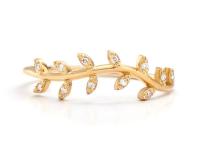 China 14K Yellow Gold Olive Branch Diamond Ring Round Cut 1.2mm Size for sale