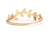 China 14K Yellow Gold Olive Branch Diamond Ring Round Cut 1.2mm Size for sale