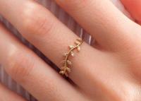 China 14K Yellow Gold Olive Branch Diamond Ring Round Cut 1.2mm Size for sale