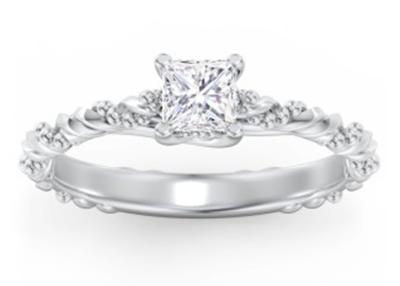 China Princess Cut Real Diamond Jewellery Ring Twisted Rope Style 6×6mm Size OEM for sale