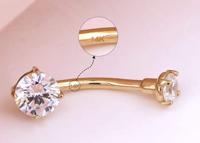 China 14g Gold Body Piercing Jewelry Navel Ring Dia 8mm Claw Hand Setting Type for sale