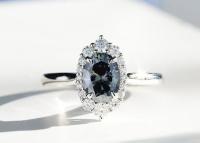China 3 Carat Oval Lab Grown Moissanite Ring Dark Grey color 8×10MM size for sale