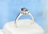 China 3 Carat Oval Lab Grown Moissanite Ring Dark Grey color 8×10MM size for sale