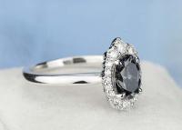 China 3 Carat Oval Lab Grown Moissanite Ring Dark Grey color 8×10MM size for sale