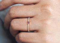 China Thin Diamond 9K Gold Ring 0.20ct 2.5MM Width for Engagement Prong Setting Type for sale