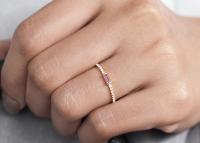 China Thin Diamond 9K Gold Ring 0.20ct 2.5MM Width for Engagement Prong Setting Type for sale