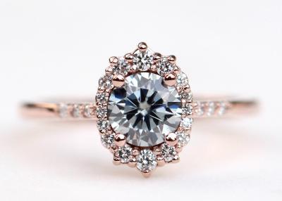 China 1.2ct 1pcs Moissanite Engagement Rings For Women 14K Rose Gold Material for sale