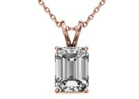 China 1.05ct Emerald Cut 14k Gold Necklaces Dia 7×5mm Bezel setting Type for sale