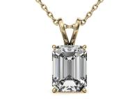 China 1.05ct Emerald Cut 14k Gold Necklaces Dia 7×5mm Bezel setting Type for sale