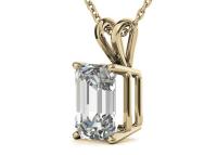 China 1.05ct Emerald Cut 14k Gold Necklaces Dia 7×5mm Bezel setting Type for sale
