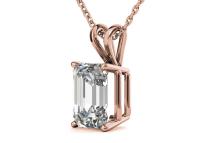 China 1.05ct Emerald Cut 14k Gold Necklaces Dia 7×5mm Bezel setting Type for sale