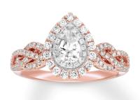 China 7ct 8ct 18K Rose Gold Ring , Engagement And Wedding Ring Set 7.0mm Pear Cut for sale
