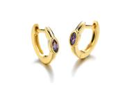 China Huggie Hoop 9K Gold Earrings Marquise Cut Inner 8.5mm Oouter 11.5mm Dimension for sale
