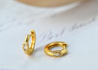 China Huggie Hoop 9K Gold Earrings Marquise Cut Inner 8.5mm Oouter 11.5mm Dimension for sale