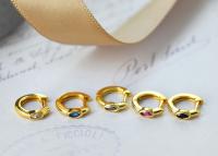 China Huggie Hoop 9K Gold Earrings Marquise Cut Inner 8.5mm Oouter 11.5mm Dimension for sale