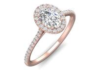 China Oval Shaped 18K Rose Gold Ring , 0.50Ct Diamond Engagement Ring 6.37x4.46x2.79mm for sale