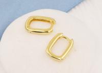 China Oval Hoop 9K Gold Earrings 2mm Thickness With 6x10mm Inner Diameter for sale