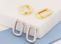 China Oval Hoop 9K Gold Earrings 2mm Thickness With 6x10mm Inner Diameter for sale