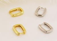 China Oval Hoop 9K Gold Earrings 2mm Thickness With 6x10mm Inner Diameter for sale