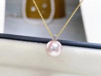 China 2ct Single Freshwater Pearl Necklace , 0.03ct Diamond Accent Necklace for sale