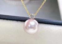 China 2ct Single Freshwater Pearl Necklace , 0.03ct Diamond Accent Necklace for sale