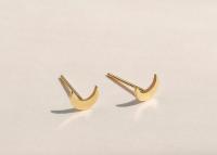 China Crescent Shape 9K Gold Earrings 6MM Dimension ODM For Party Gift for sale