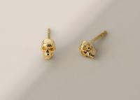 China Anniversary Gold Skull Earrings 3×5MM Prong Hand Setting Type ODM for sale