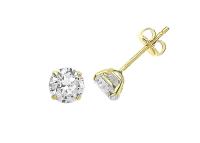China 9ct 9K Gold Solitaire Earrings , Solitaire Diamond Stud 3mm 4mm 5mm for sale