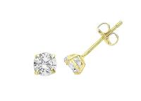 China 9ct 9K Gold Solitaire Earrings , Solitaire Diamond Stud 3mm 4mm 5mm for sale