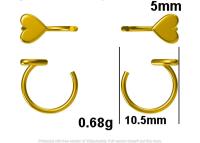 China Huggie Hoop 9K Gold Earrings Tiny Heart Shape Dia Inner 8mm Outer 10.5mm for sale