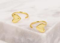 China Huggie Hoop 9K Gold Earrings Tiny Heart Shape Dia Inner 8mm Outer 10.5mm for sale