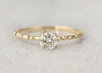 China 6MM Gold Ring With Solitaire Diamond , 0.8ct Moissanite Diamond Rings ODM for sale