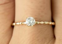 China 6MM Gold Ring With Solitaire Diamond , 0.8ct Moissanite Diamond Rings ODM for sale