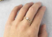 China 6MM Gold Ring With Solitaire Diamond , 0.8ct Moissanite Diamond Rings ODM for sale