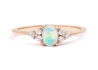 China Cobochon Cut 9K Gold Ring , 0.5ct Natural Opal Ring 5×7MM Size for sale