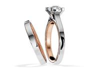 China Two Tone Color 9K Gold Ring 7.5MM with 1.5ct Moissanite Diamond for sale