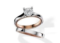 China Two Tone Color 9K Gold Ring 7.5MM with 1.5ct Moissanite Diamond for sale