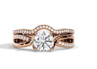 China 1.25ct Rose Gold Moissanite Engagement Rings VS1 SI1 SI2 Average Color for sale