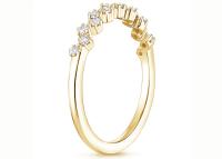 China Round 14k Yellow Gold Wedding Band , 1.8mm-2.5mm Natural Diamond Ring for sale